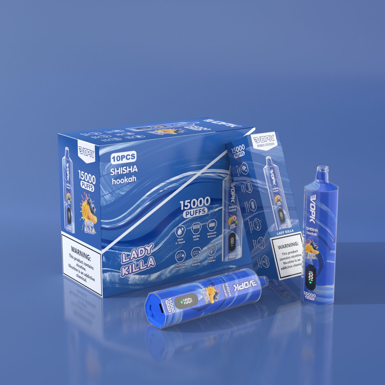 WASPE AIVIOU 40000 Puffs Double Flavor LED Pantalla 0% 2% 5% ...