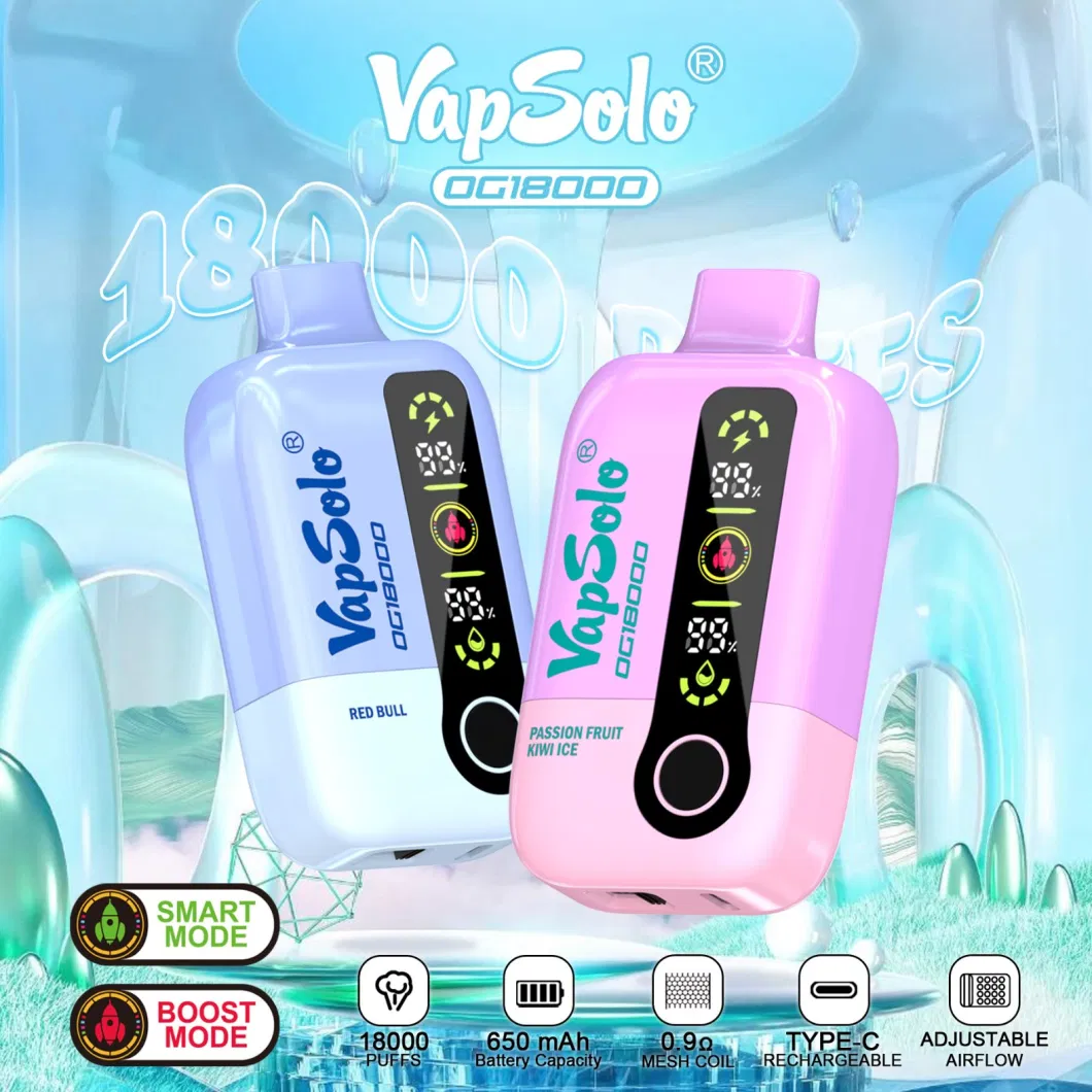 Vapsolo DG 18000 Puffs 2% 5% Vapes desechables recargables con bajo ...
