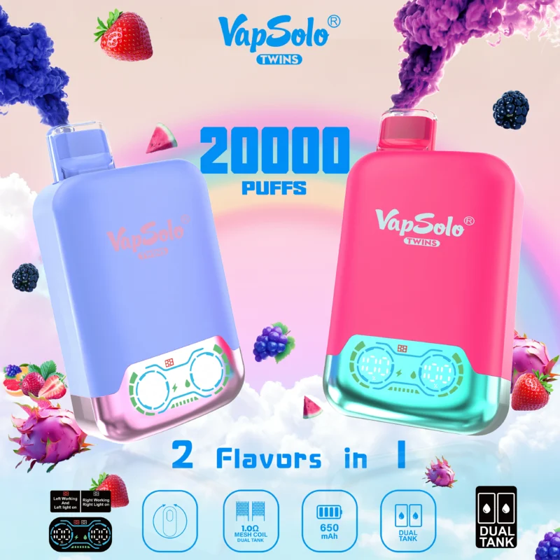 VapSolo Twins 20000 Puffs 2% 5% Baja Nicotina Vapes Desechables ...