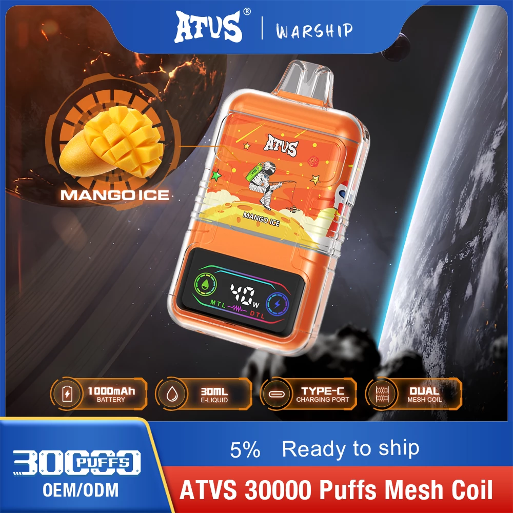ATVS 30000 Puffs Dual Mesh 5% Vapes desechables recargables con bajo ...