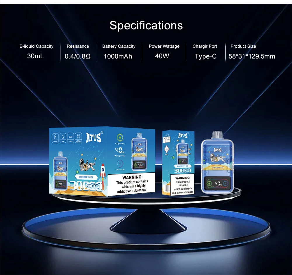 ATVS 30000 Puffs Dual Mesh 5% Low Nicotina Rechargeable Vapes Pen vrac ...