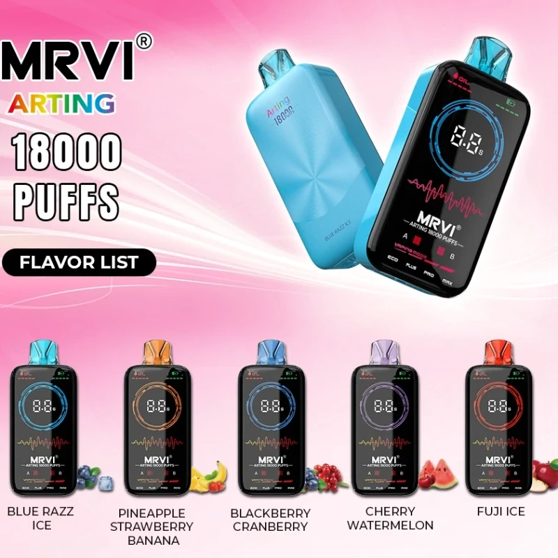 MRVI Arting 18000 Puffs Dual Mesh Full Screen Display 2% 5% Low Nicotine Rechargeable Disposable ...