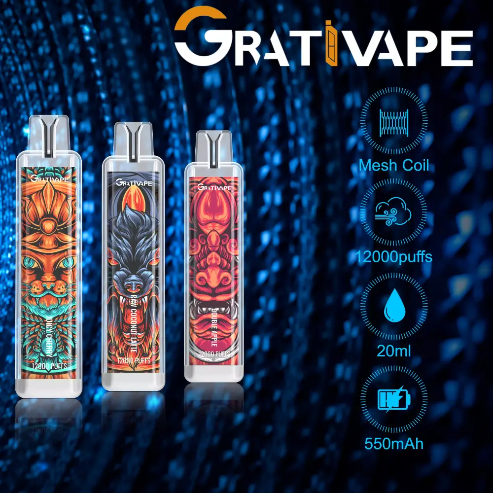 Grativape iStorm 12000 Puffs 0% 2% 3% 5% Low Nicotine Rechargeable ...